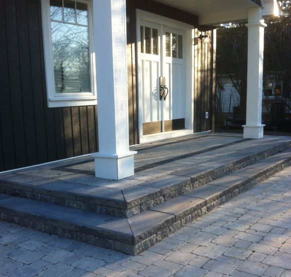 Bonter Landscaping in Prince Edward County and the Quinte Area - Unilock Pisa steps and Brussels ...